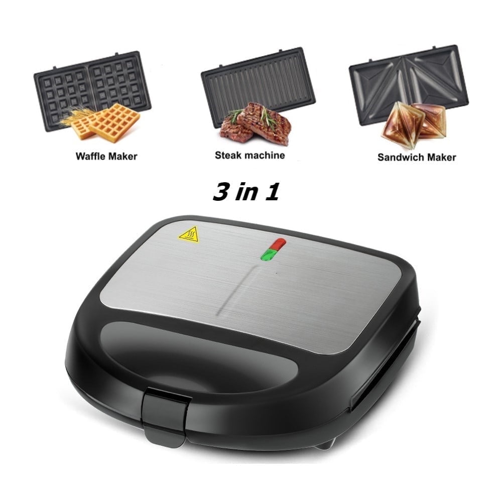 Tivamiko Mini Pancake Maker with 3-in-1 Removable Plates for Waffle ...
