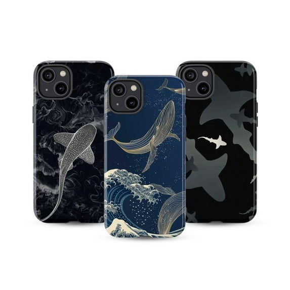 3 in 1 Minimalist Whale Shark Phone Case Set, Combo Deep Sea Ocean Dark ...
