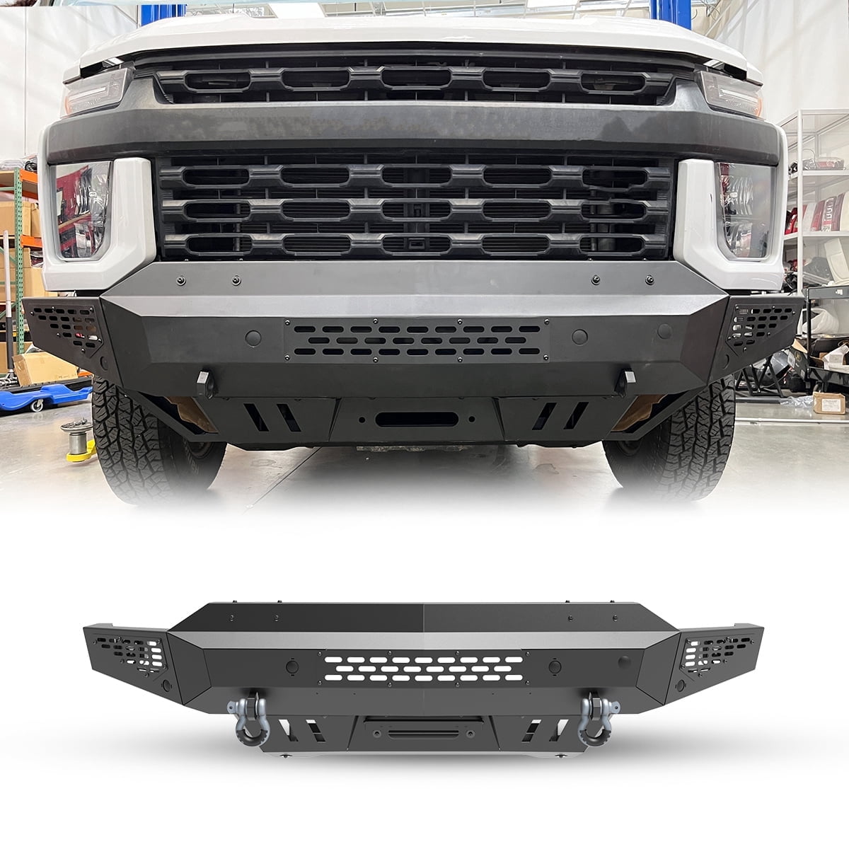 3 in 1 Modular Front Bumper+Side Wings+Winch Plate For 2020-2024 Chevy ...