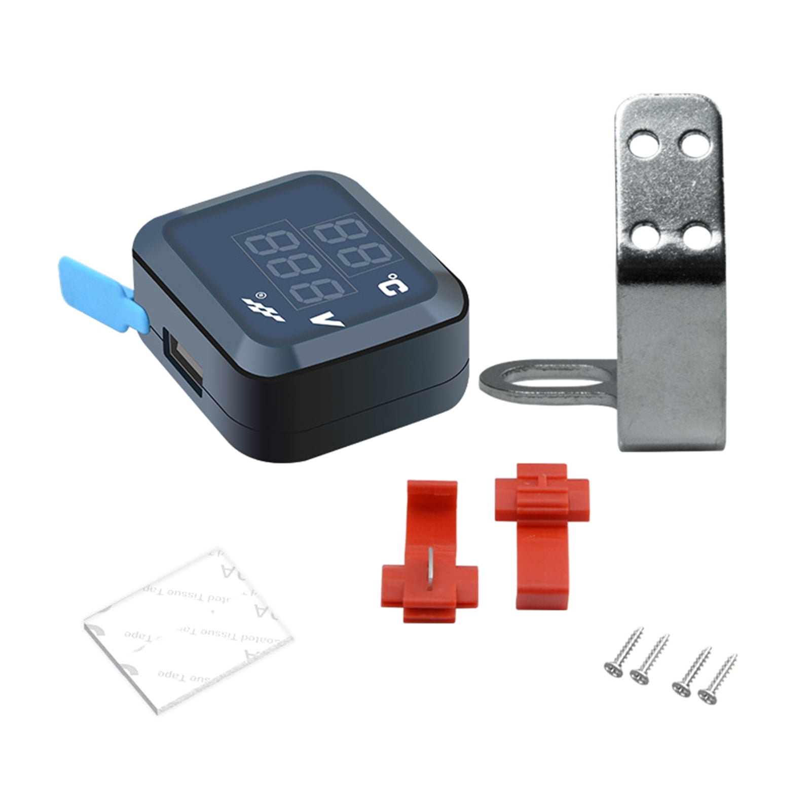 3 in 1 Motorcycle Voltmeter with USB Charging Port 12V-24V Handlebar ...