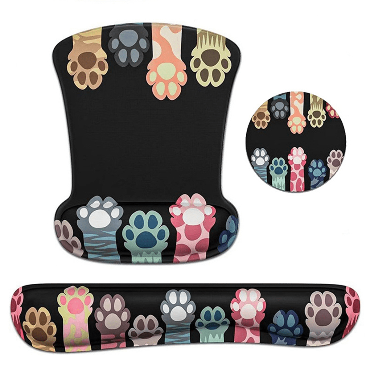 3 in 1 Mouse Pad Sets with Keyboard Wrist Rest Support, Memory Foam Set ...