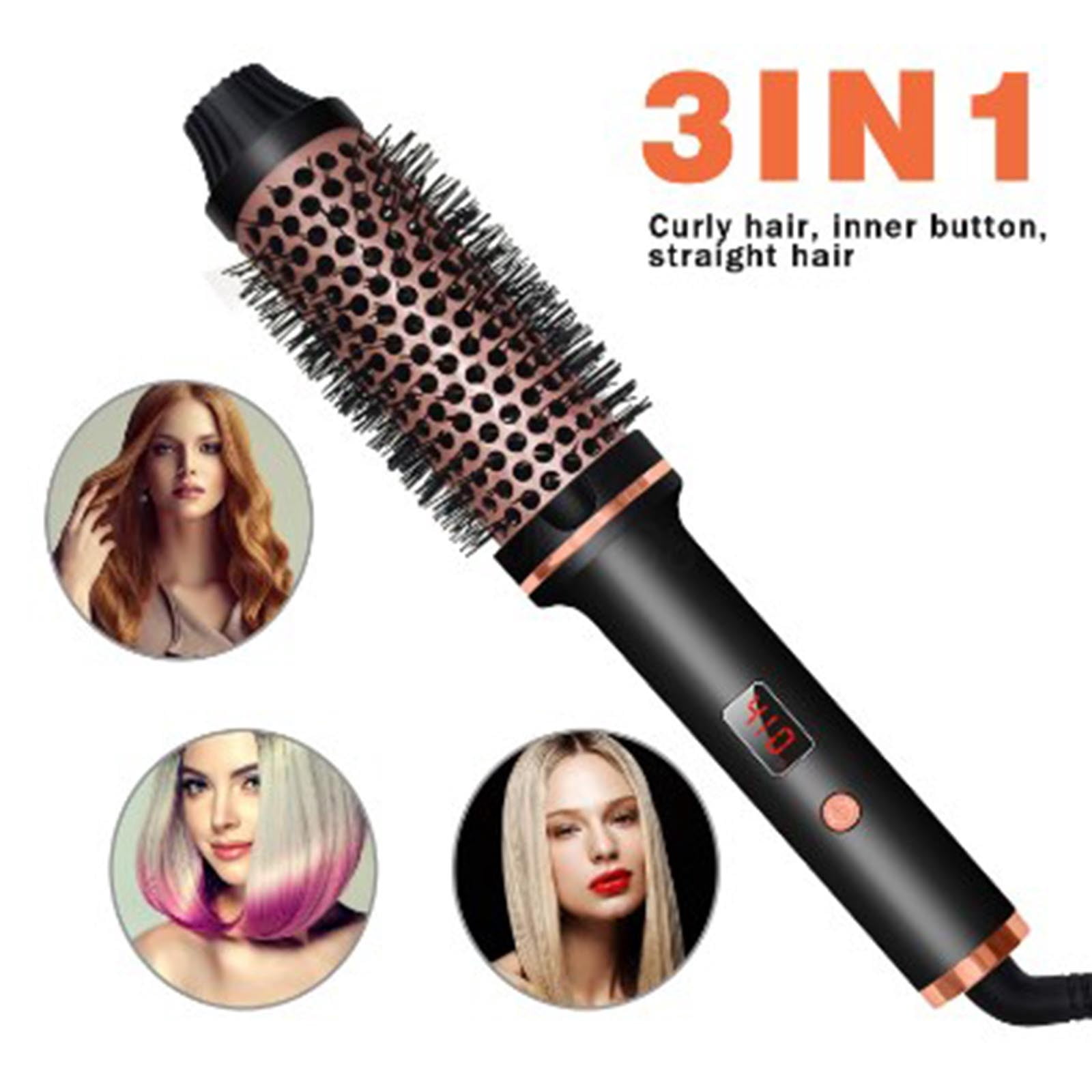 3-in-1 Multi-Function Straightening and Curling Roller Comb，Negative ...