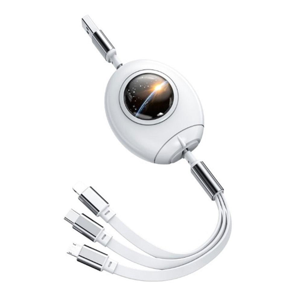 3 in 1 Multi USB Retractable Charger Cable,3A Multiple Charging Cord ...