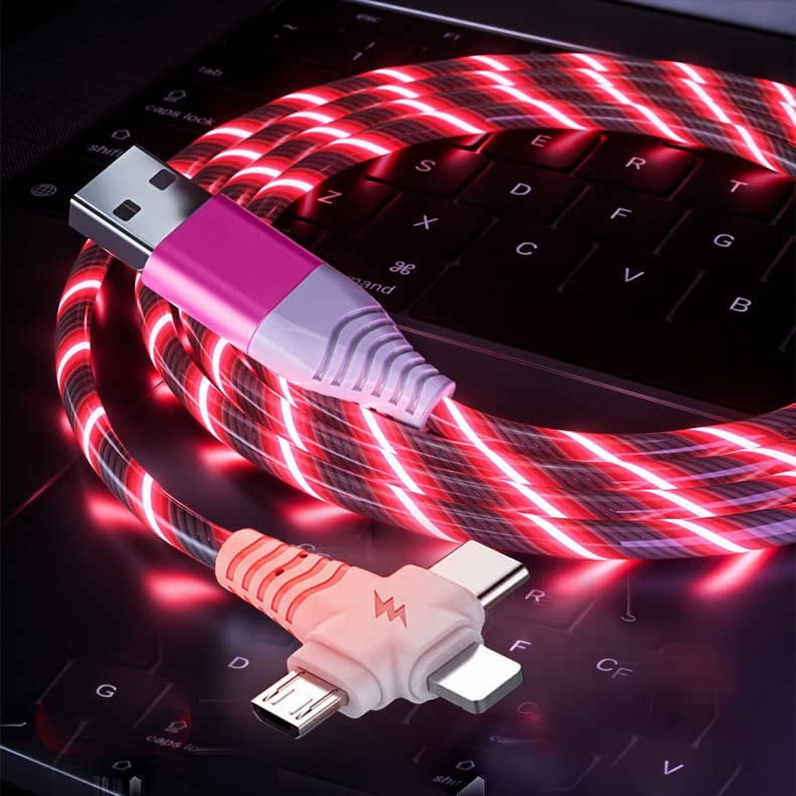 3-in-1 Multi USB Universal Flowing LED Light Up Phone Charge Cable,Fast ...