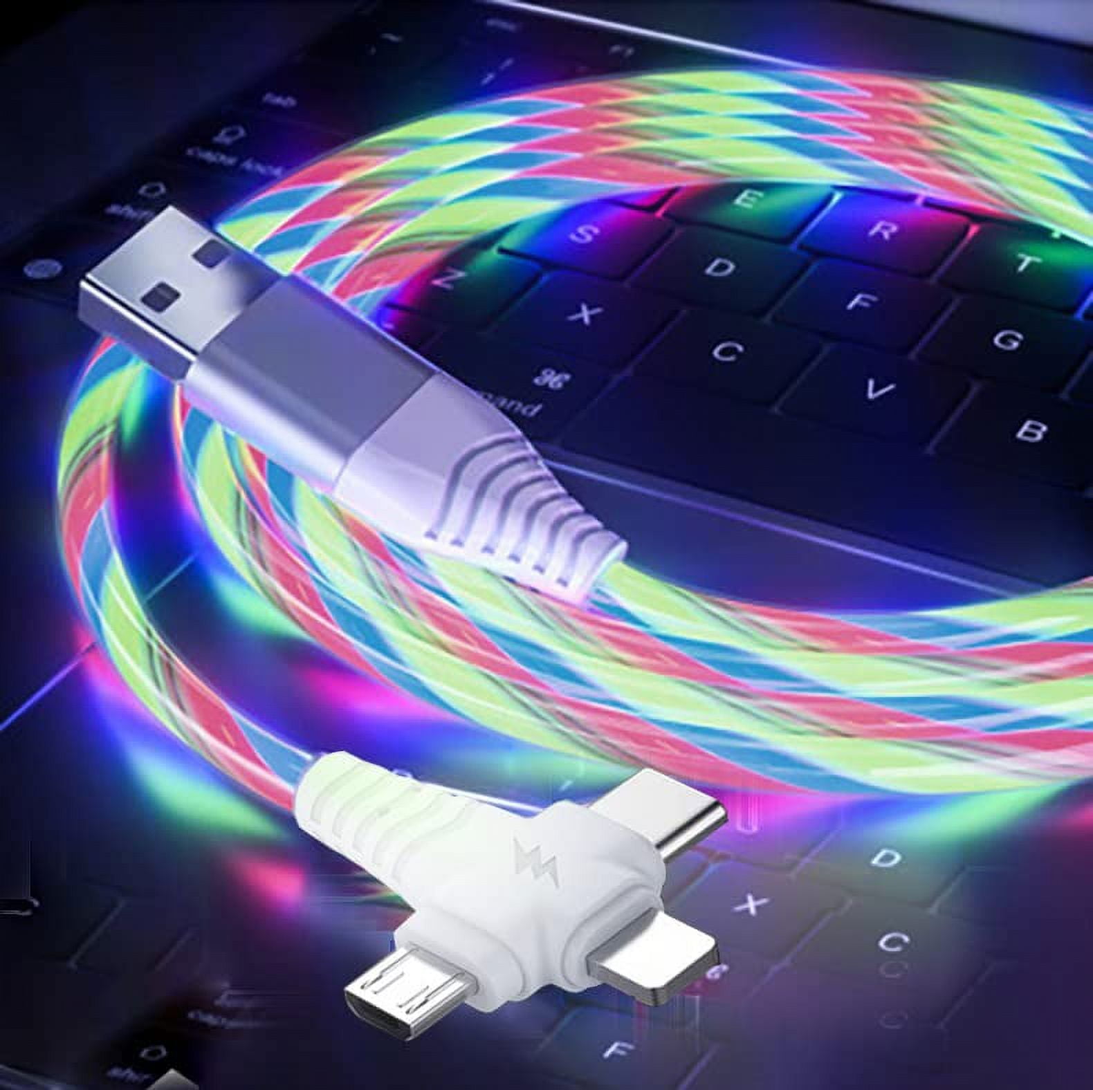 3-in-1 Multi USB Universal Flowing LED Light Up Phone Charge Cable,IOS ...