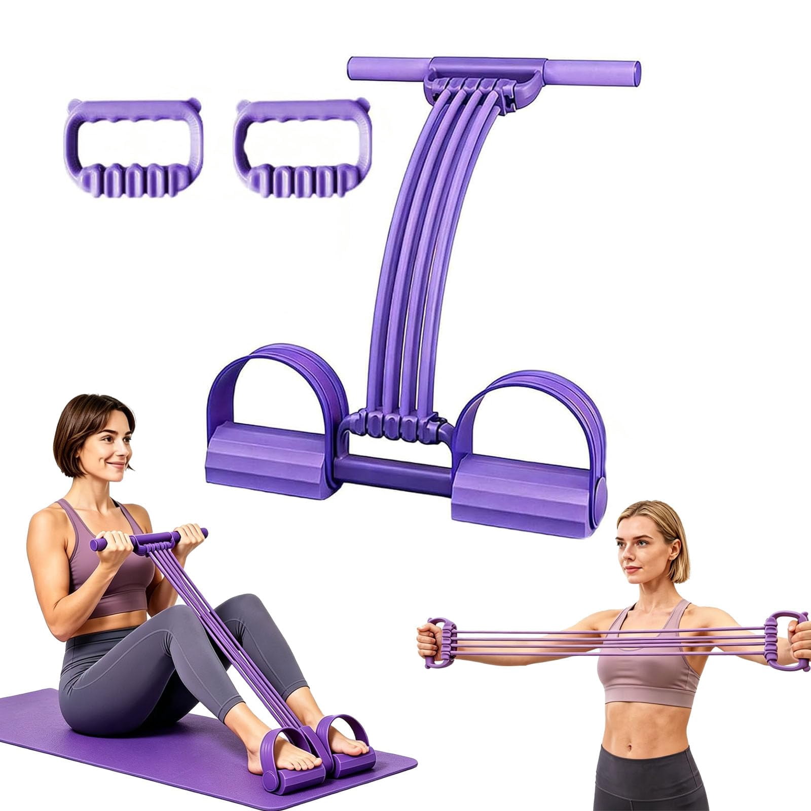 3 in 1 Multifunction Pedal Resistance Band with Handle, 8-Tube Elastic ...