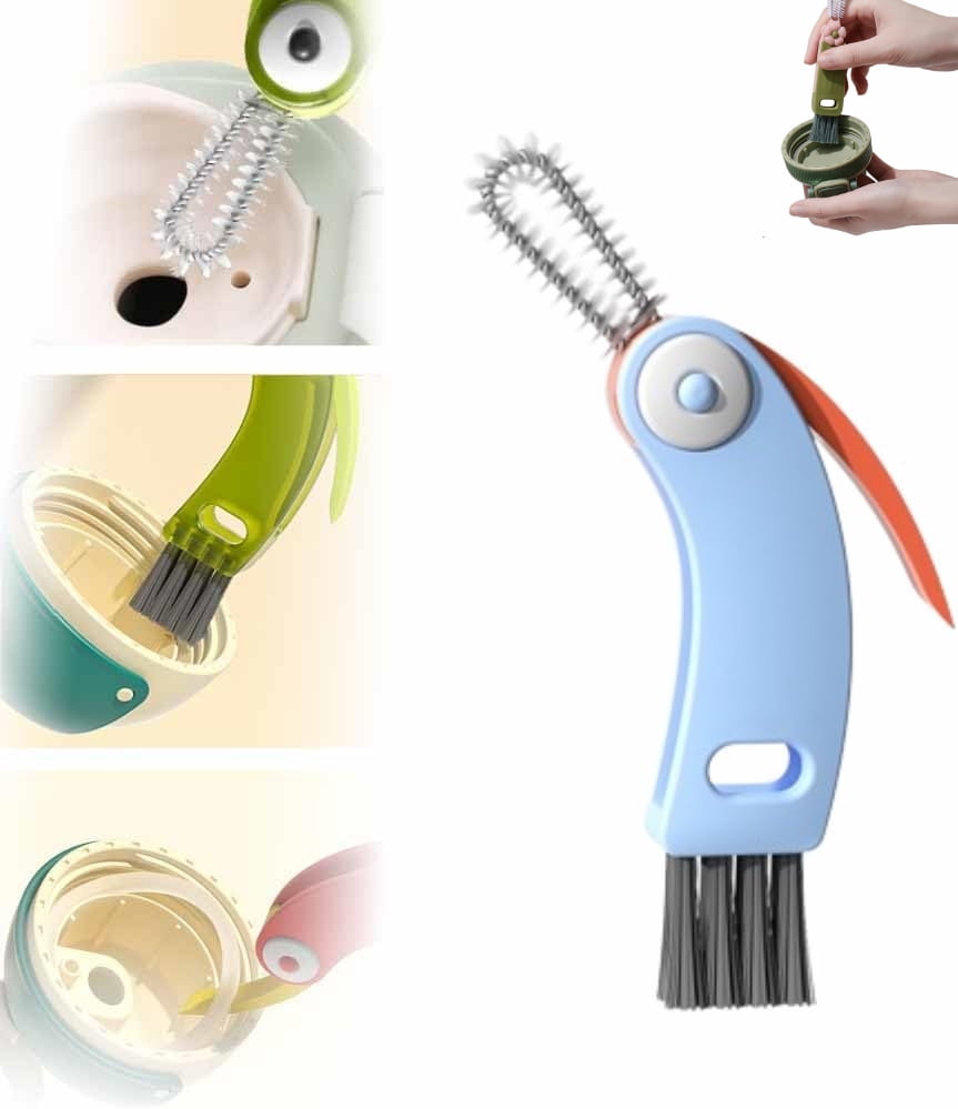 3 in 1 Multifunctional Crevice Cleaning Brush Set - Portable Cup Lid ...