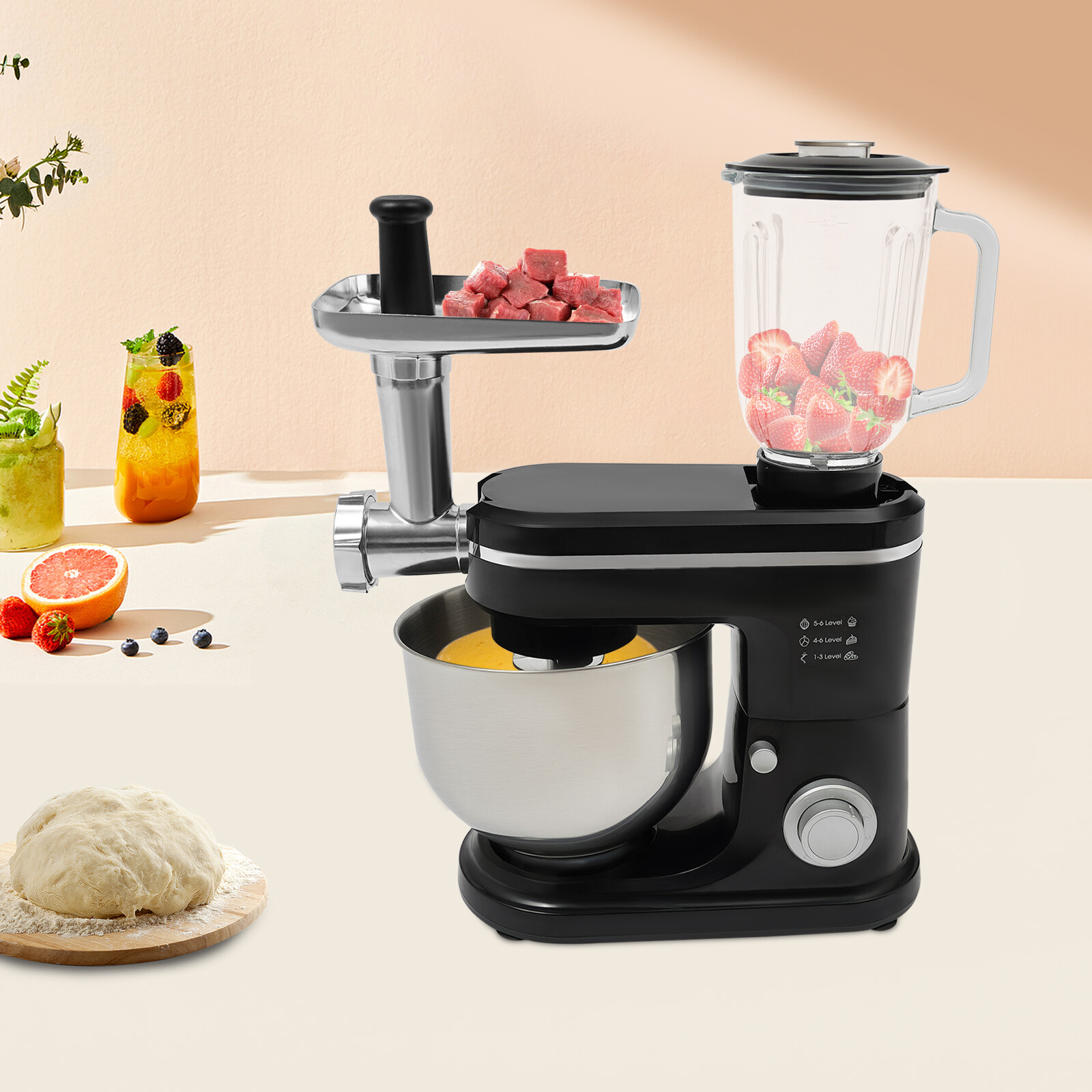 3-in-1 Multifunctional Stand Mixer, 700W Food Mixer Dough Mixer Meat ...