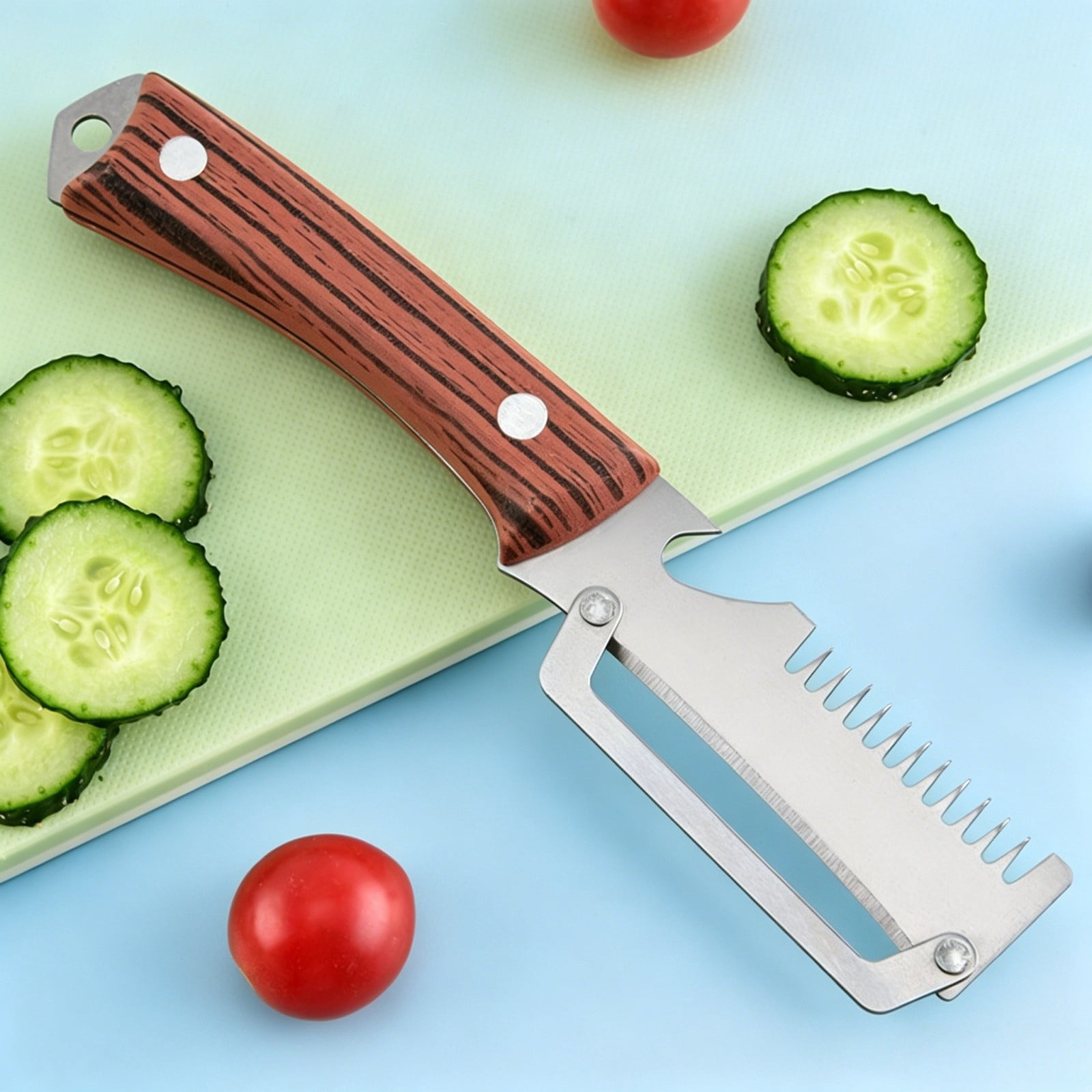 3 in 1 Multifunctional Vegetable Peeler with Wooden Handle and Bottle ...