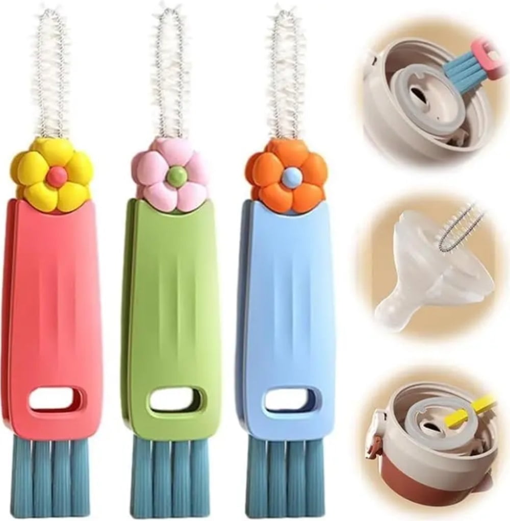 3-in-1 Multipurpose Bottle Gap Cleaner Brush Set – 3-Pack Cup Crevice ...