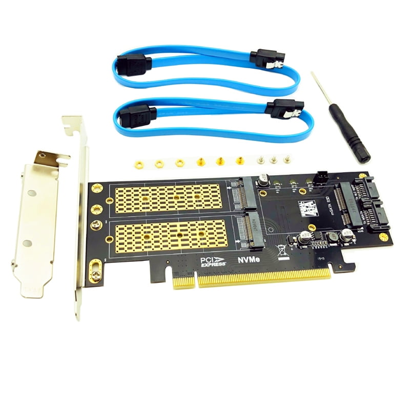 3 in 1 NGFF and mSATA SSD Adapter Card M.2 NVME to PCIe 16X/M.2 SATA ...