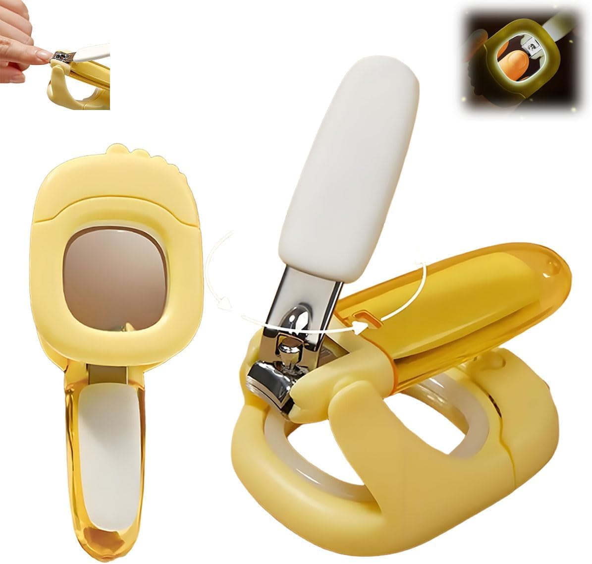 3-in-1 Nail Clipper,Nail Clippers with Fold-Away Magnifier and Led Light,Toenail Clippers for ...