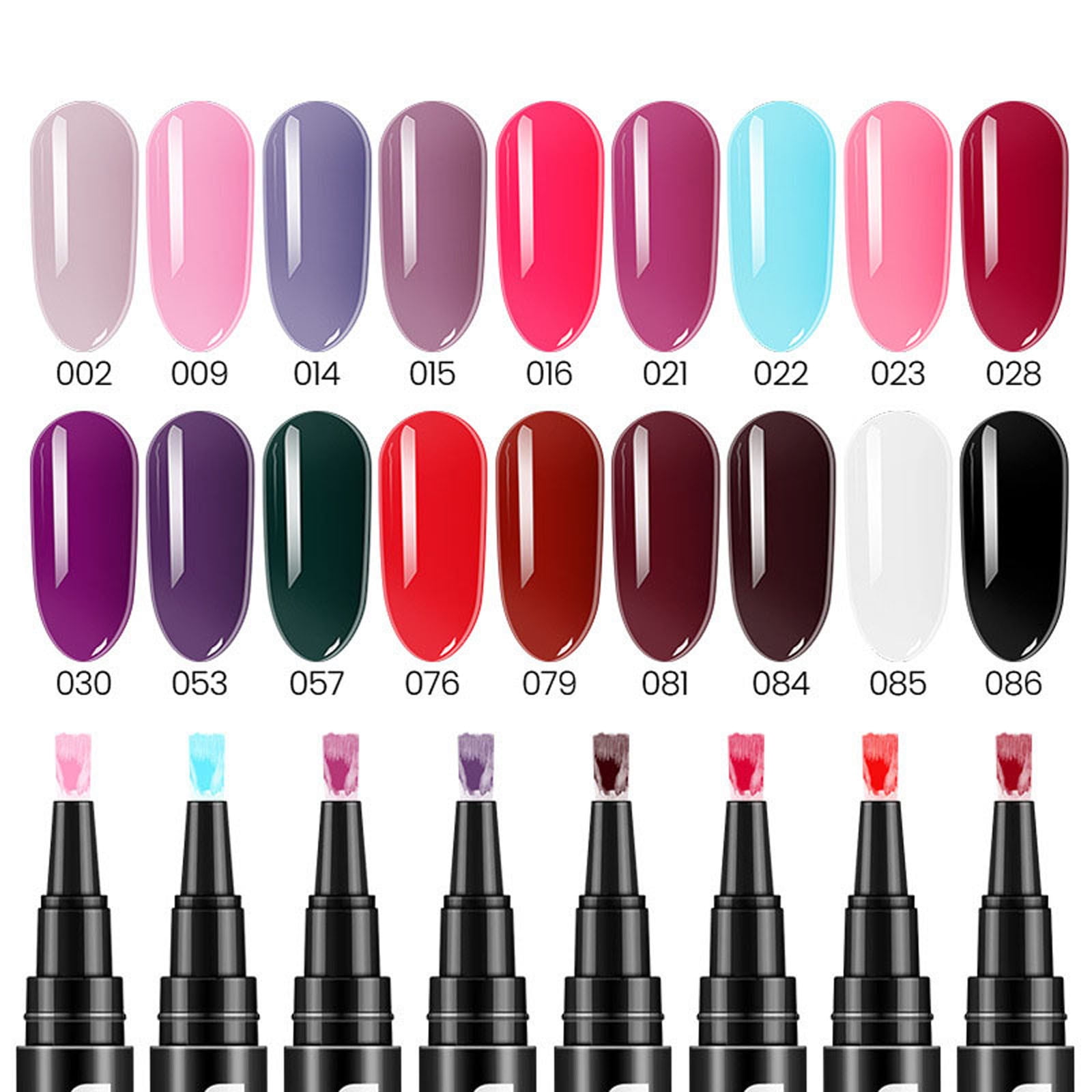 3-in-1 Nail Gel Pen, 6 Color Fade-Shades Gel Polish Set with Soft Nib ...