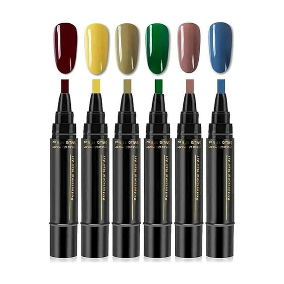 3-in-1 Nail Gel Pen Set, 6pcs Portable Quick-Dry UV Gel, Built-In Base ...