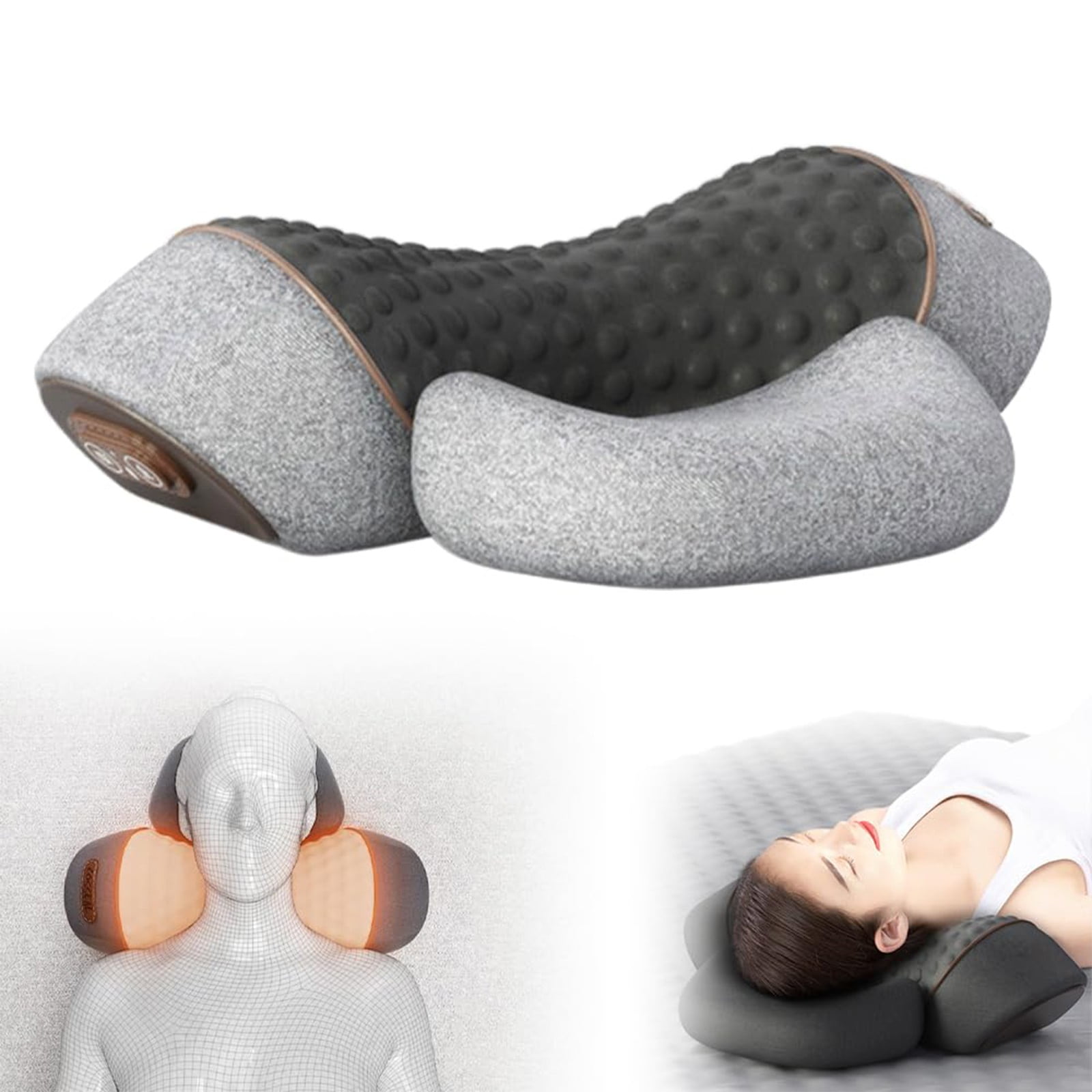 3-in-1 Neck Massager Pillow with Heating & Cervical Traction, Ergonomic Cervical Pillow for Neck ...
