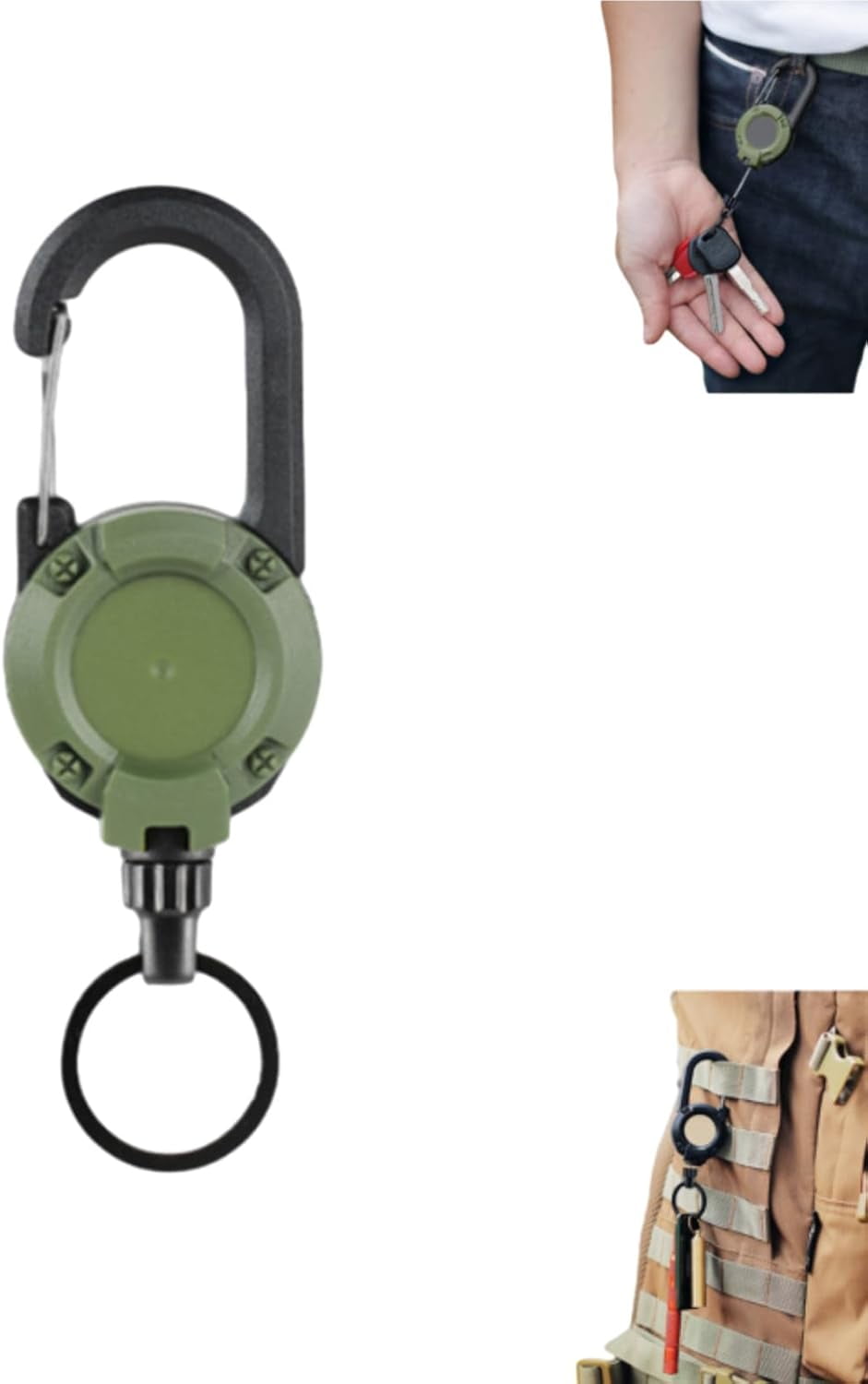 3 in 1 New Multifunctional Retractable Pull Reel Carabiner Keychain ...