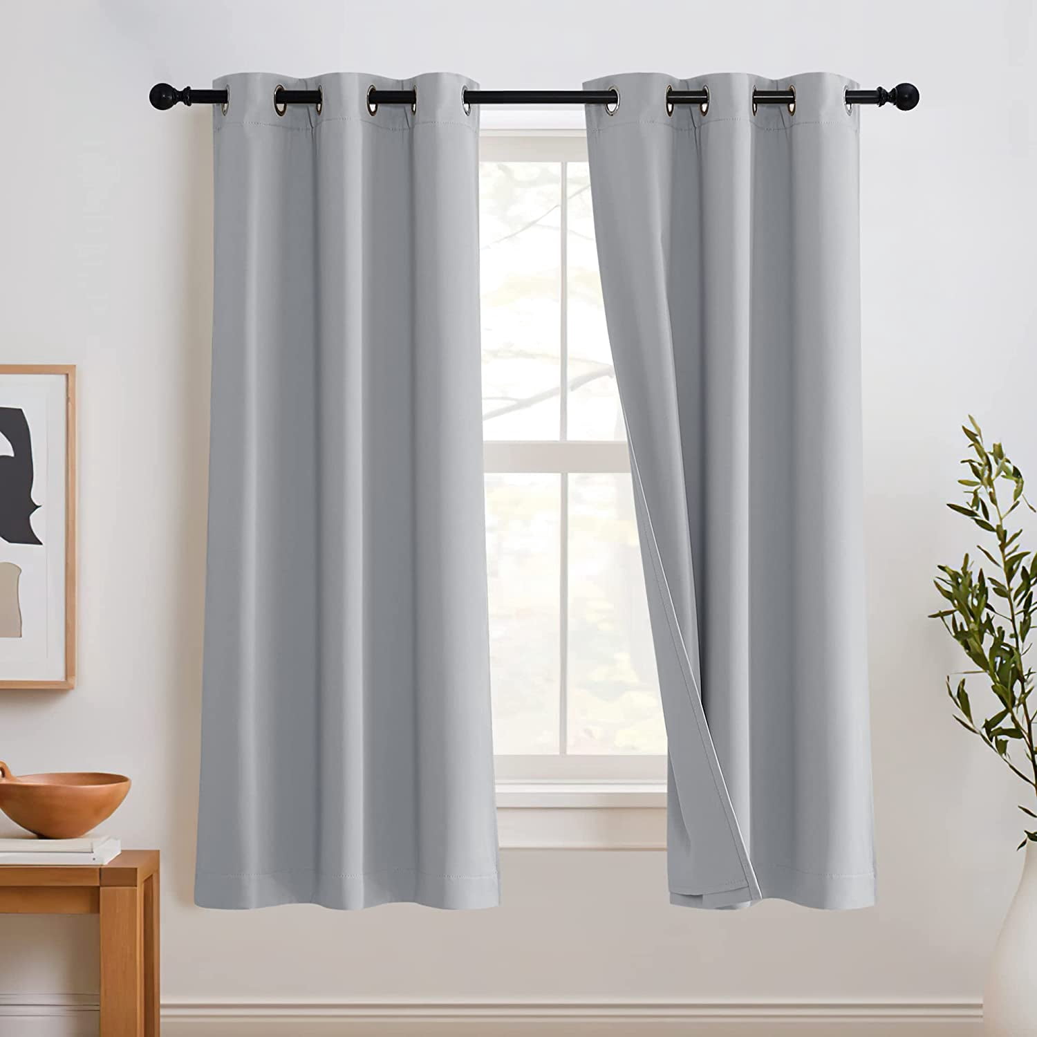 3-in-1 Noise - Blackout - Thermal Insulation Small Window Curtains 63 ...