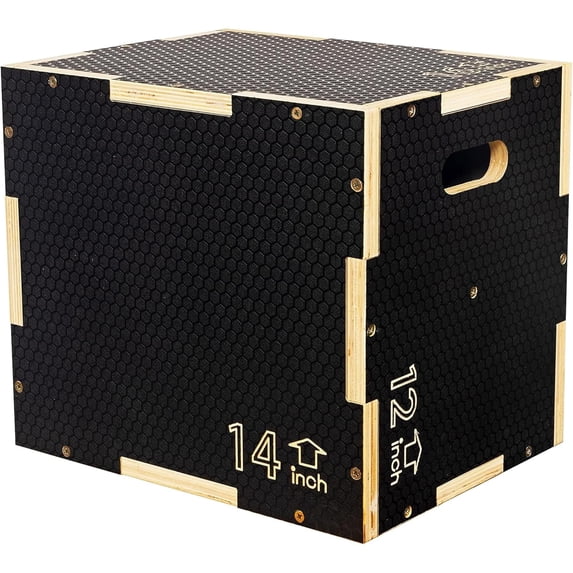 3 in 1 Non-Slip Wooden Plyo Box Jump Exercise Platform, Plyometric ...
