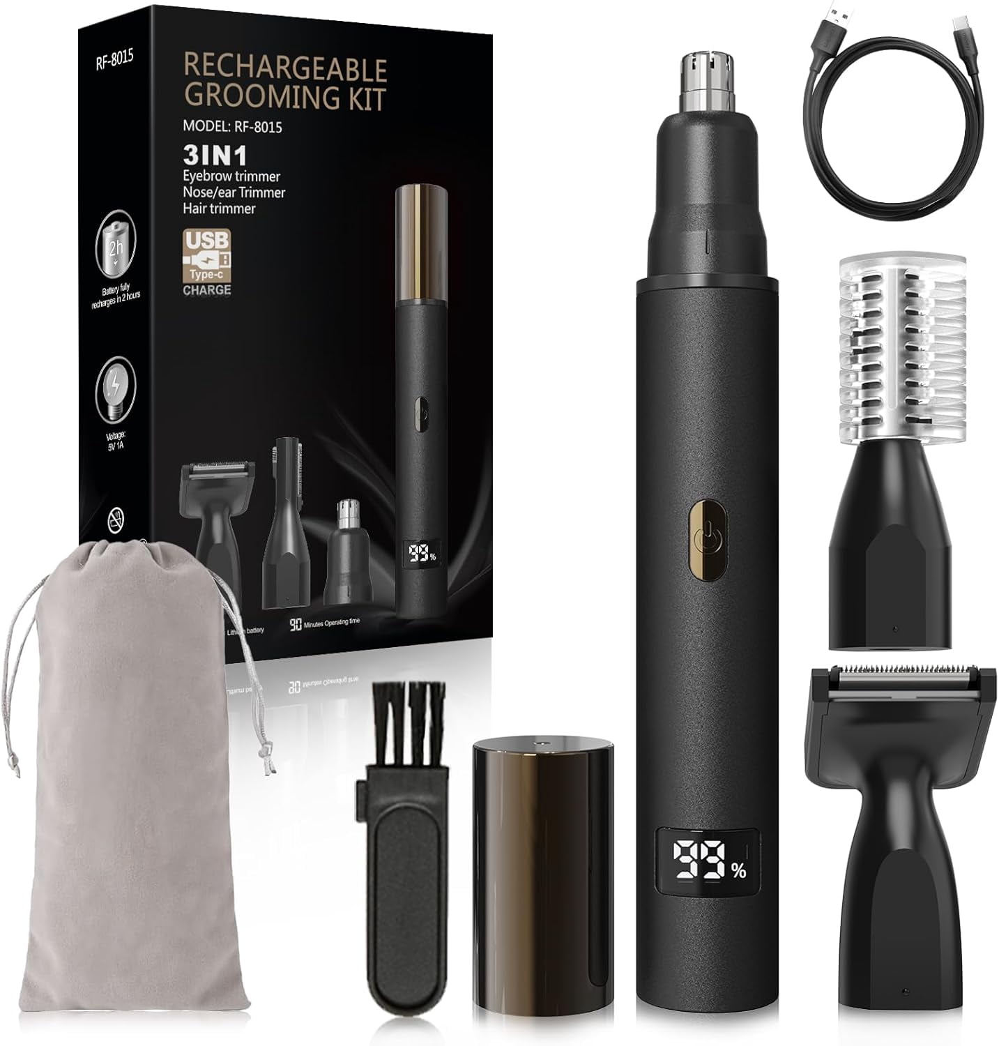 3-in-1 Nose Hair Trimmer for Men & Women – Electric Ear and Trimmer ...
