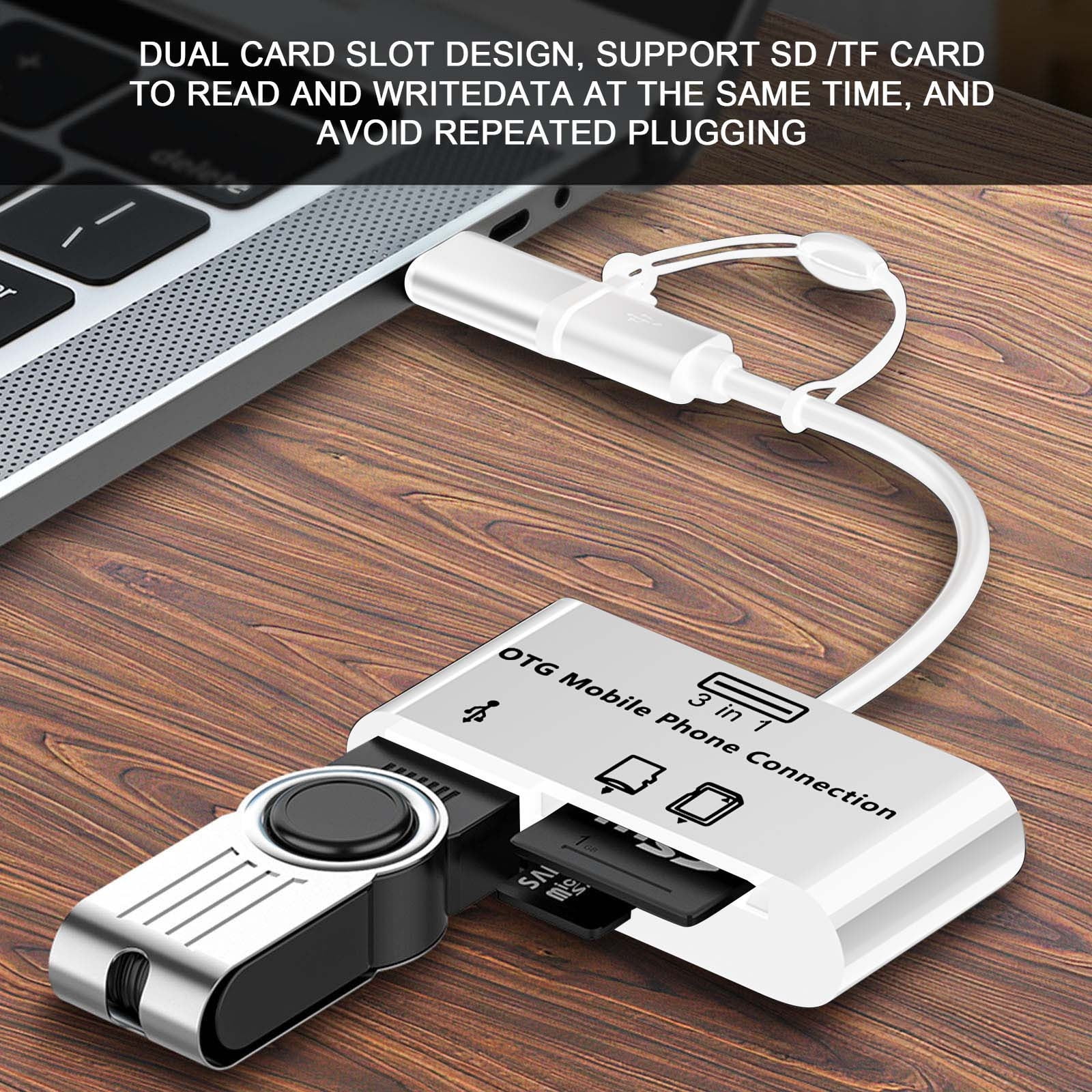 3-in-1 OTG USB-CMicro USB Host Adapter SDTF Card Reader USB 2.0 Port ...