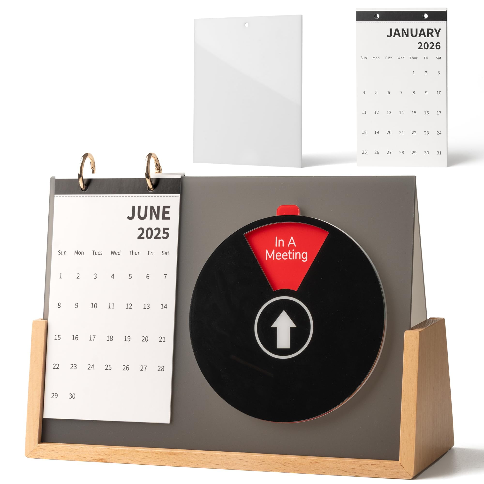 3-in-1 Office Desk Sign with Wood Stand, 6 Options Privacy Status ...