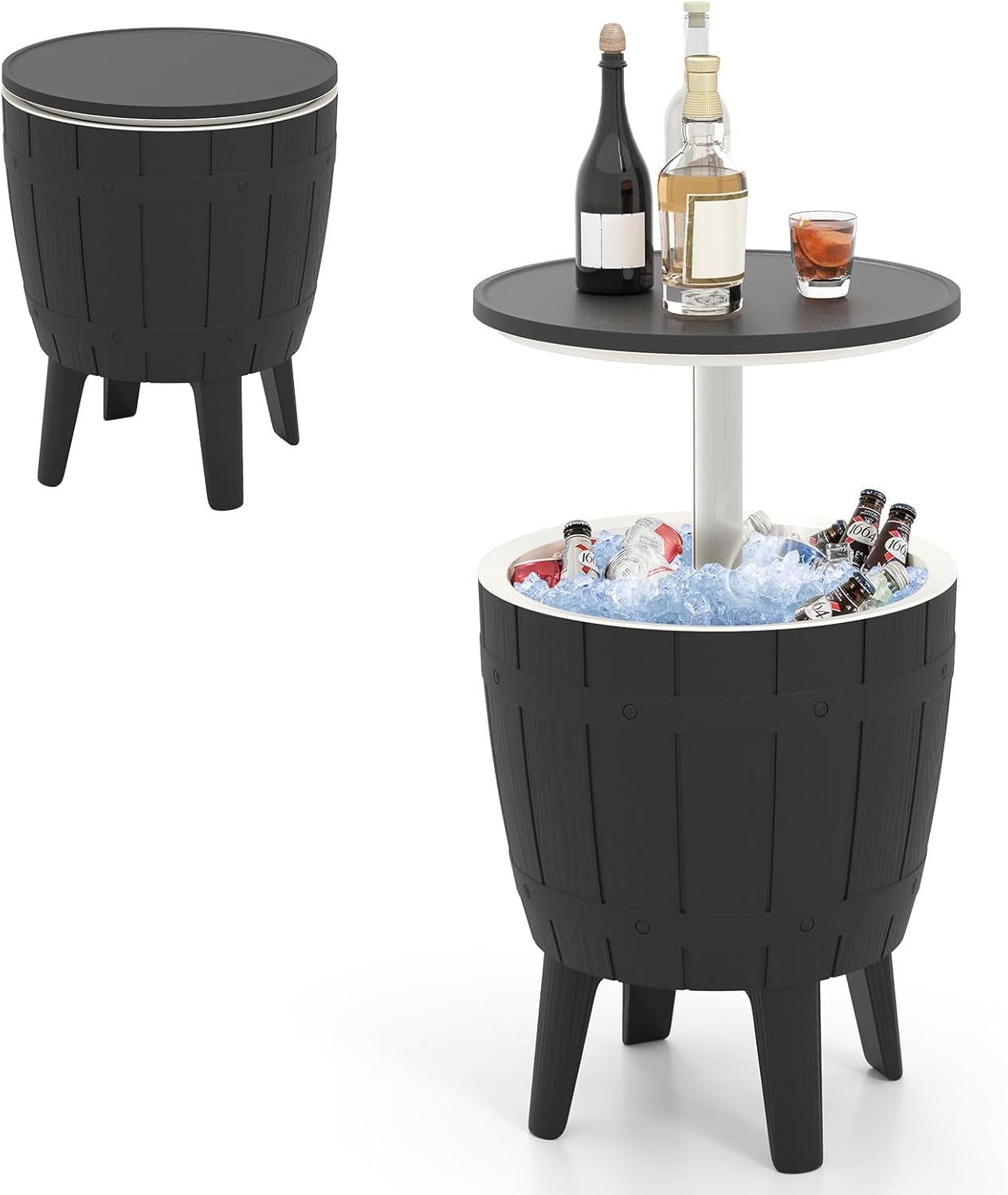 LDAILY Outdoor Cooler Table, 3-in-1 10 Gallon Ice Bucket with Height ...