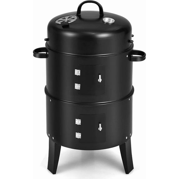 3-in-1 Outdoor Smoker Grill, Portable Charcoal BBQ Grill, Built-in ...