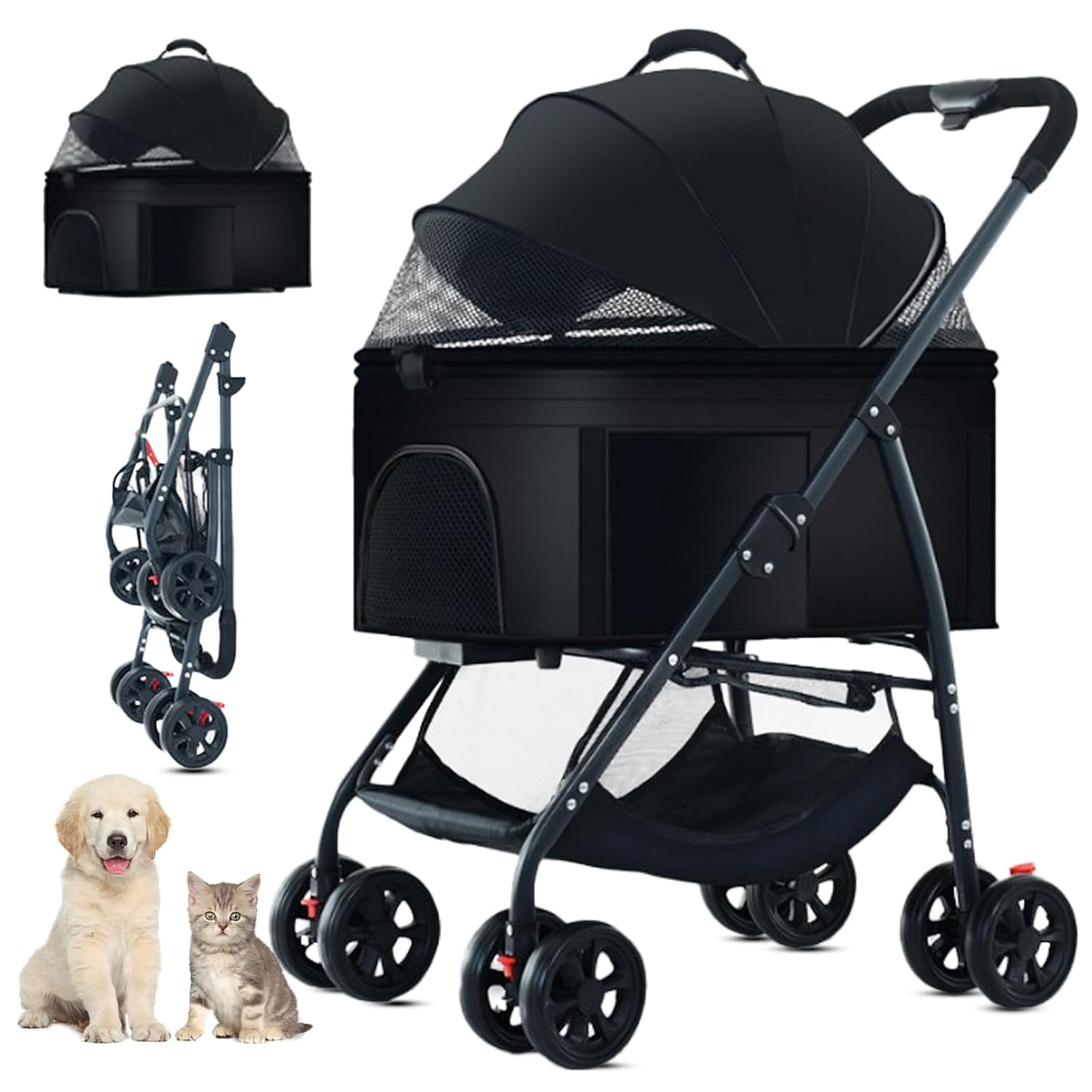 3-in-1 Pet Dog Stroller, Dog Wagon with Removable Carrier, Cat Stroller ...