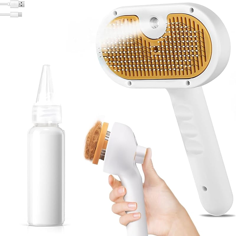 3-in-1 Pet Steam Brush Set for Dogs & Cats, Grooming Comb with Spray ...