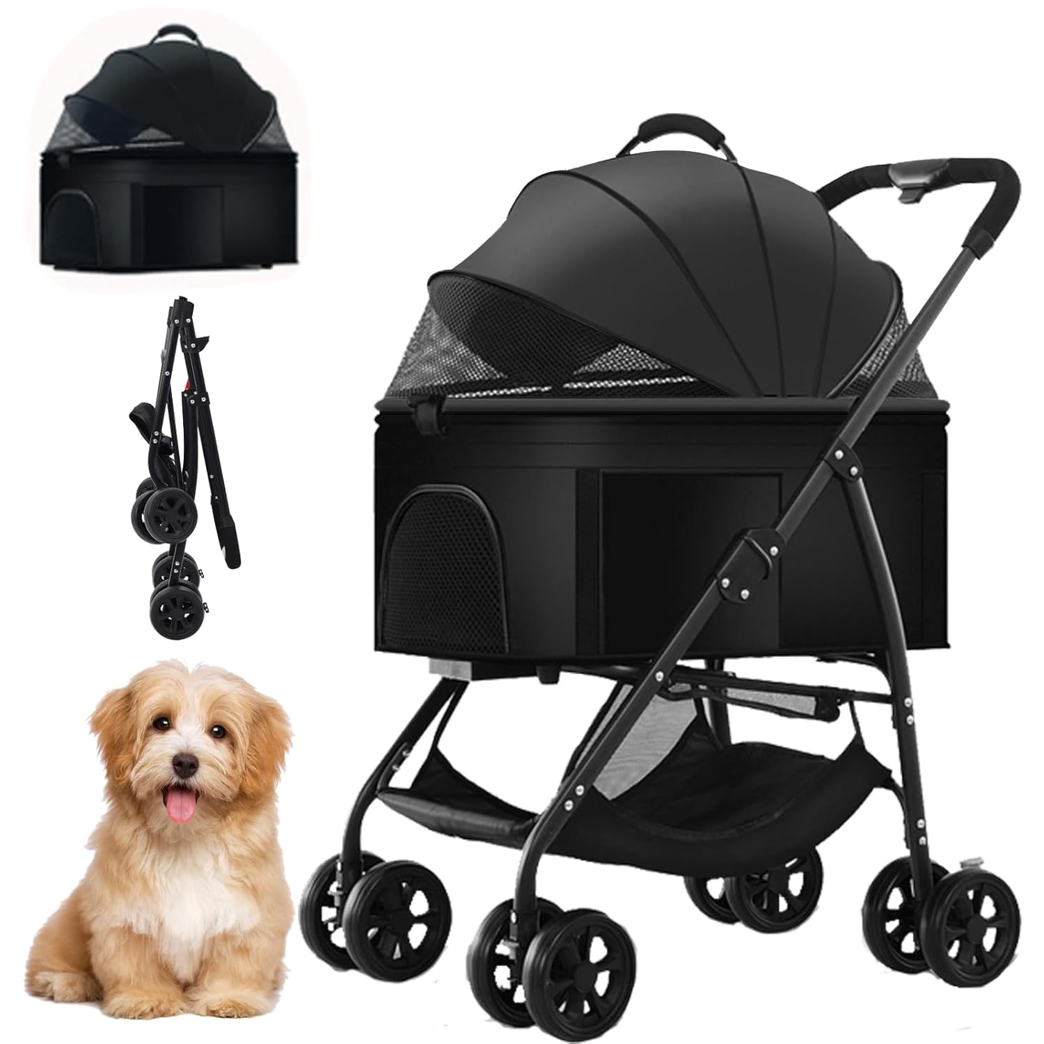 3-in-1 Pet Stroller,Foldable Cat Dog Strollers for Medium Dogs 20KG,Pet ...