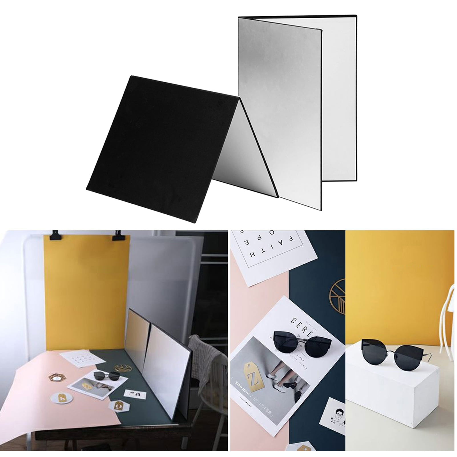 3-in-1 Photography Cardboard Paperboard Folding Photography Reflector Diffuser Board Black ...