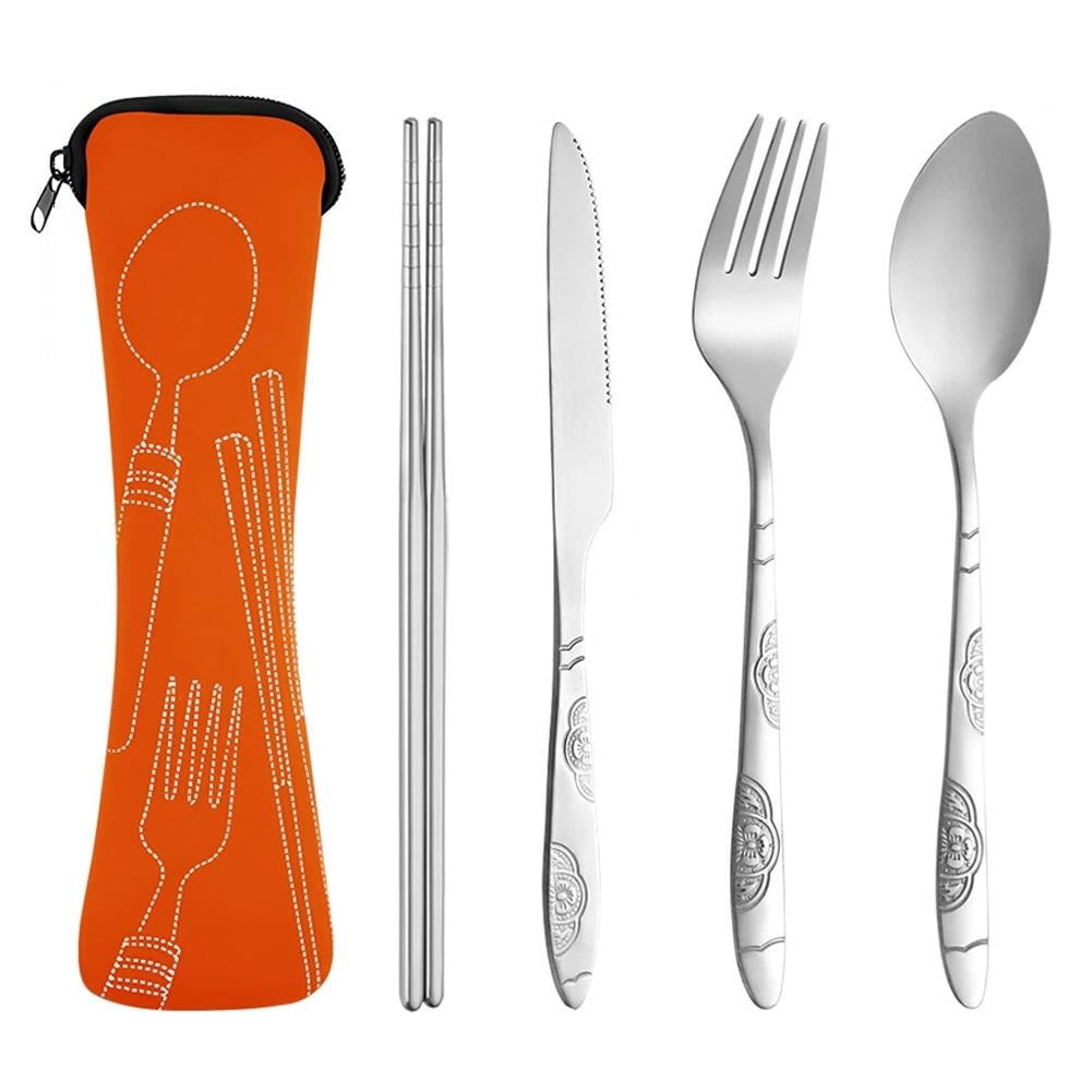 3-in-1 Portable 304 Stainless Steel Cutlery Set Travel Utensils with ...