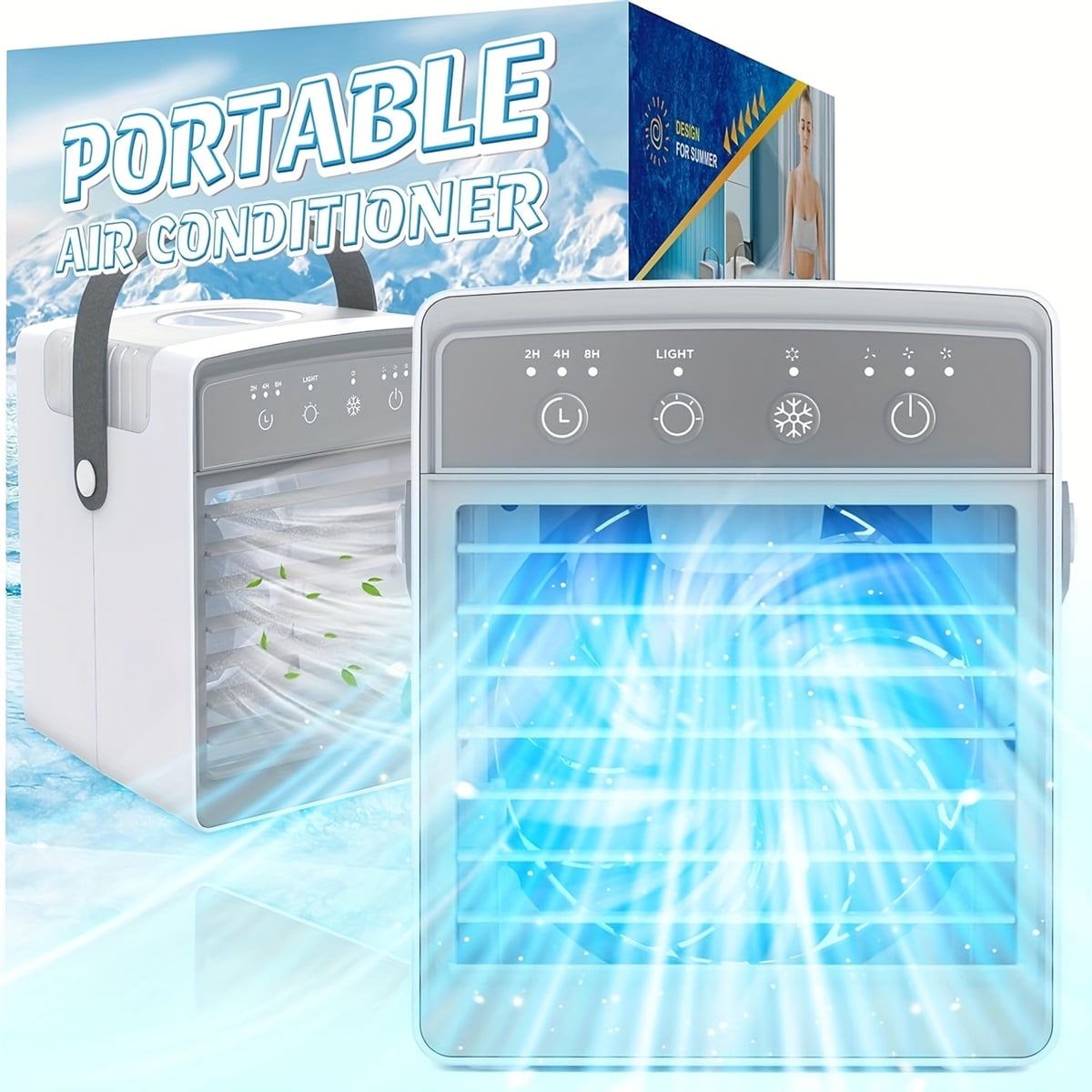 3-in-1 Portable Air Conditioner, Humidifier & Fan with Atmosphere Light ...
