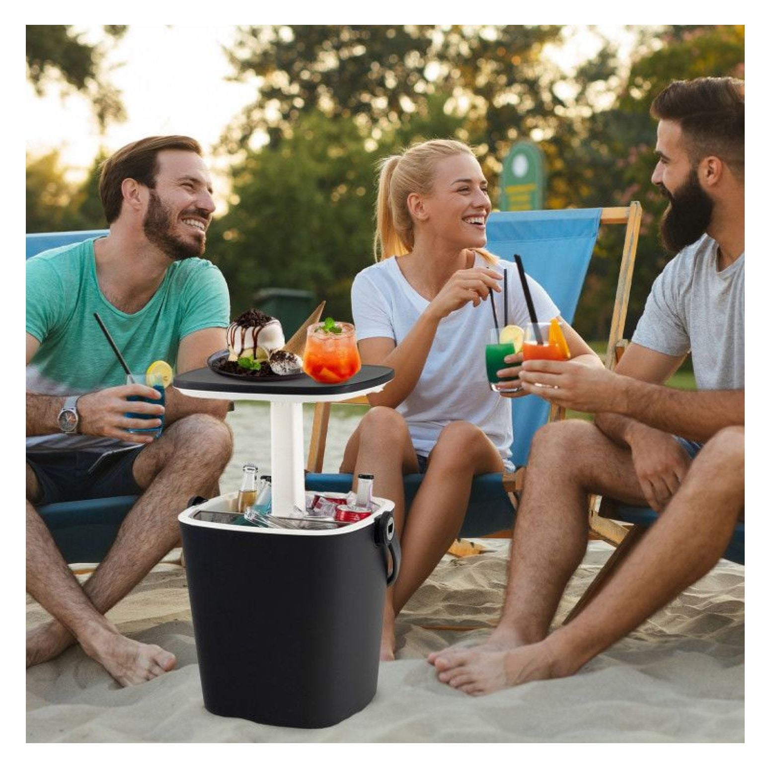 3-in-1 Portable Cooler Bar Table with Bottle Opener - 4 Gallon Ice ...