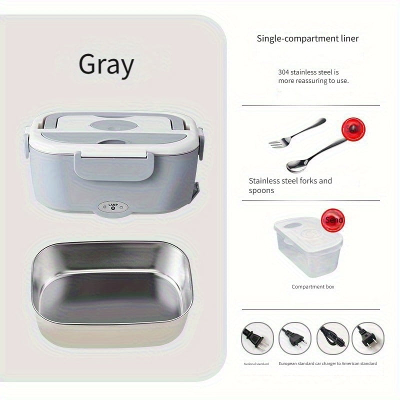 3-in-1 Portable Electric Lunch Box with 60-Min Heat Retention, 304 ...