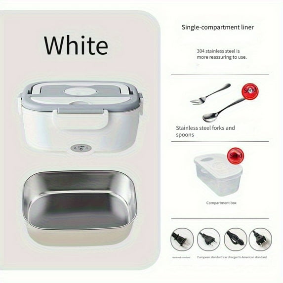 3-in-1 Portable Electric Lunch Box with 60-Min Heat Retention, 304 ...
