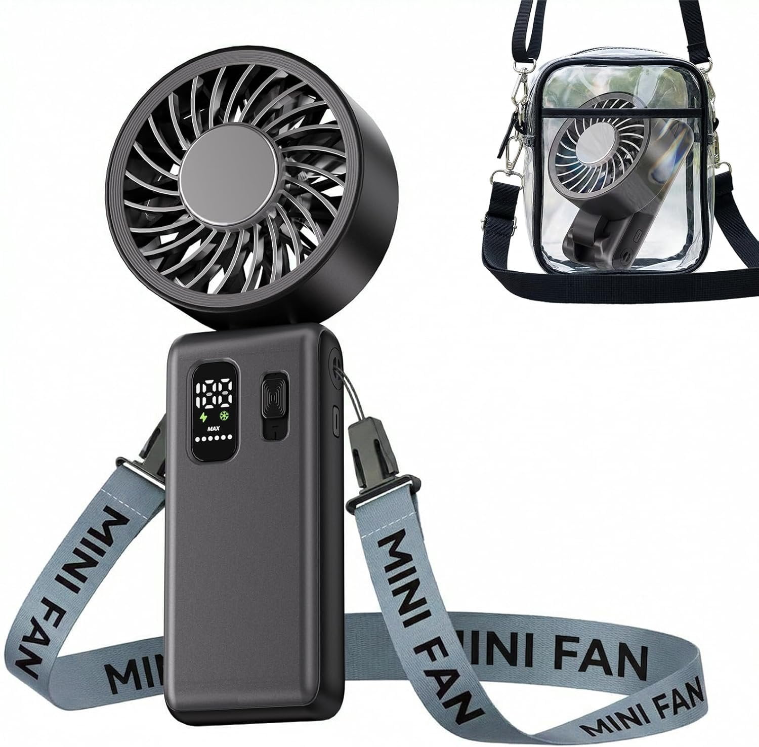 3-in-1 Portable Handheld Fan, 6000mAh Turbo Fan, 100 Speeds Stepless ...