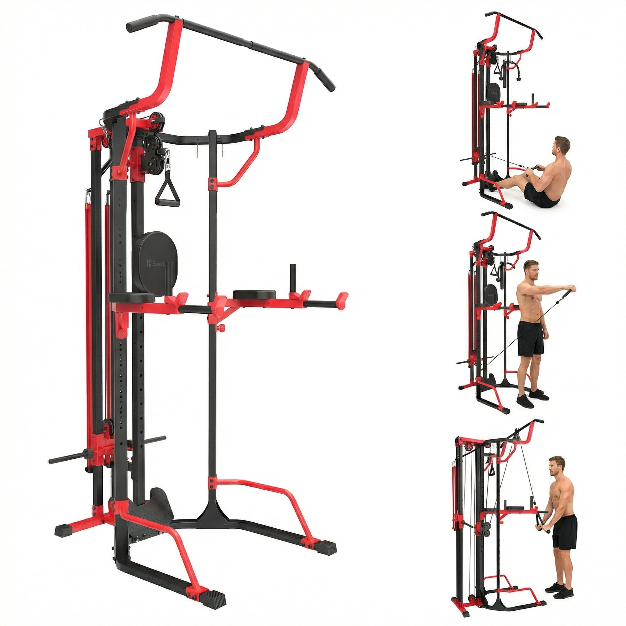 3-in-1 Power Tower with Lat Pulldown & Dip Station - Multi-Function ...