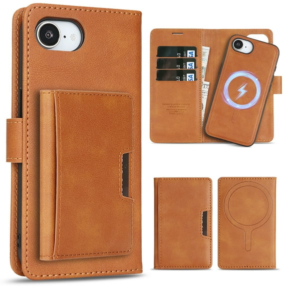 3-in-1 Premium PU Leather Wallet Folio Flip Case for iPhone 16e ...
