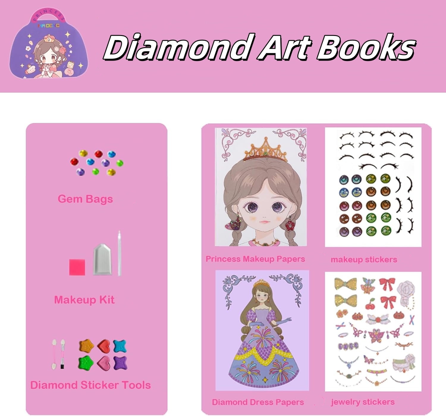 3 in 1 Princess Makeup Dress Up Game Set,Makeup Play on Paper,Princess ...