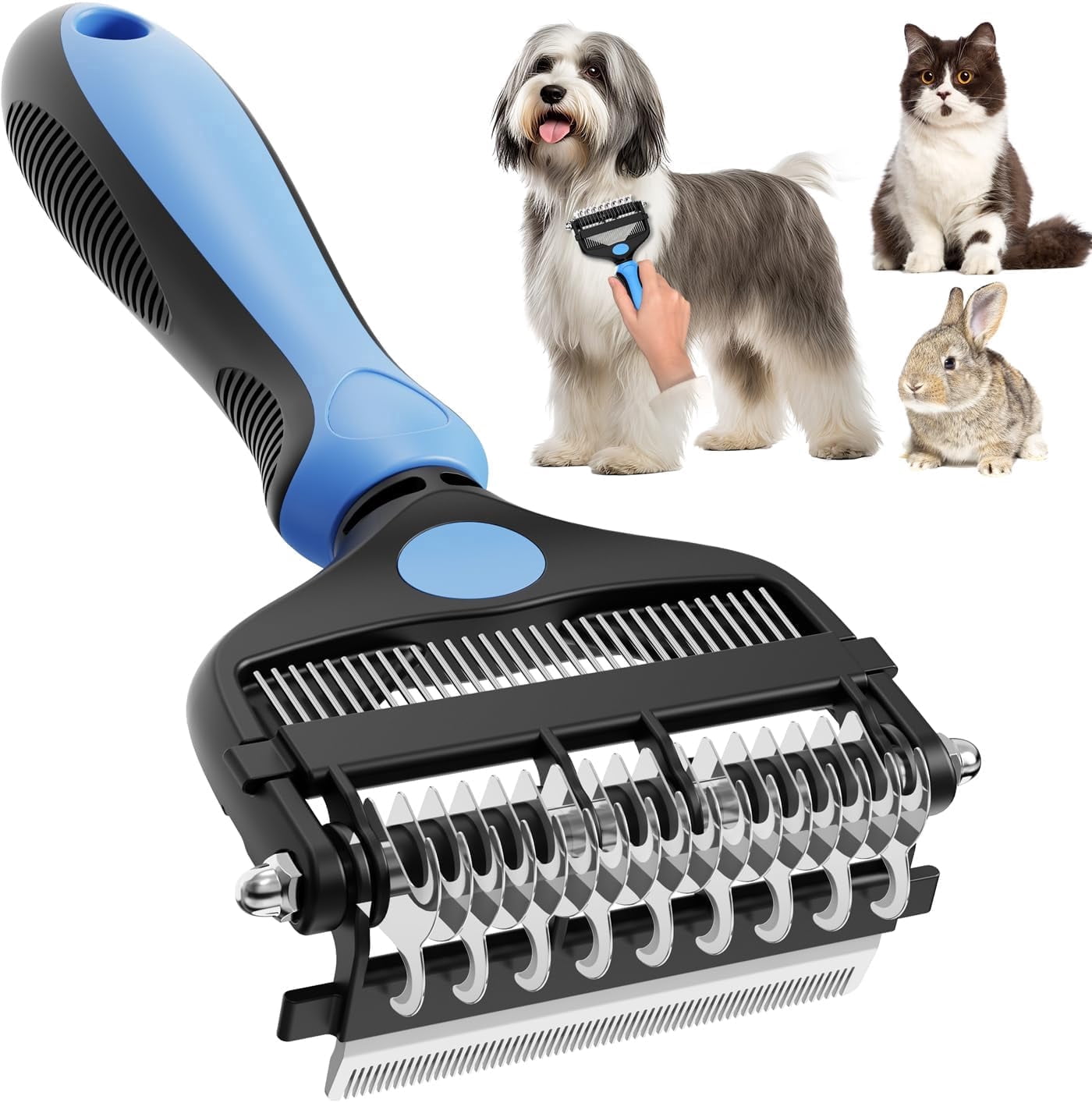 3-in-1 Professional Pet Grooming Brush for Dogs & Cats – Dematting Comb ...