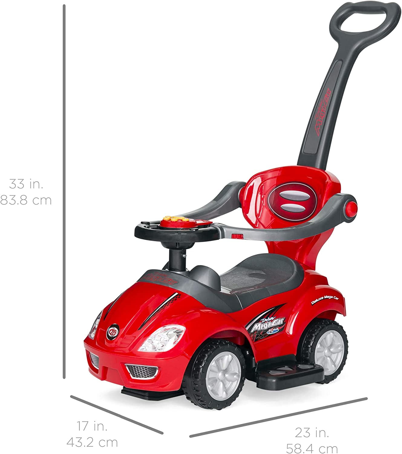 3-in-1 Push and Pedal Car Toddler Ride-On Toy - Red - Walmart.com