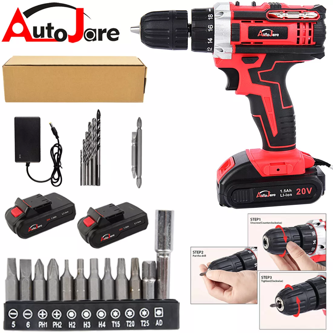 3 in 1 Rechargeable Wireless Cordless Electric Screwdriver Drill Set Power Tool - Walmart.com