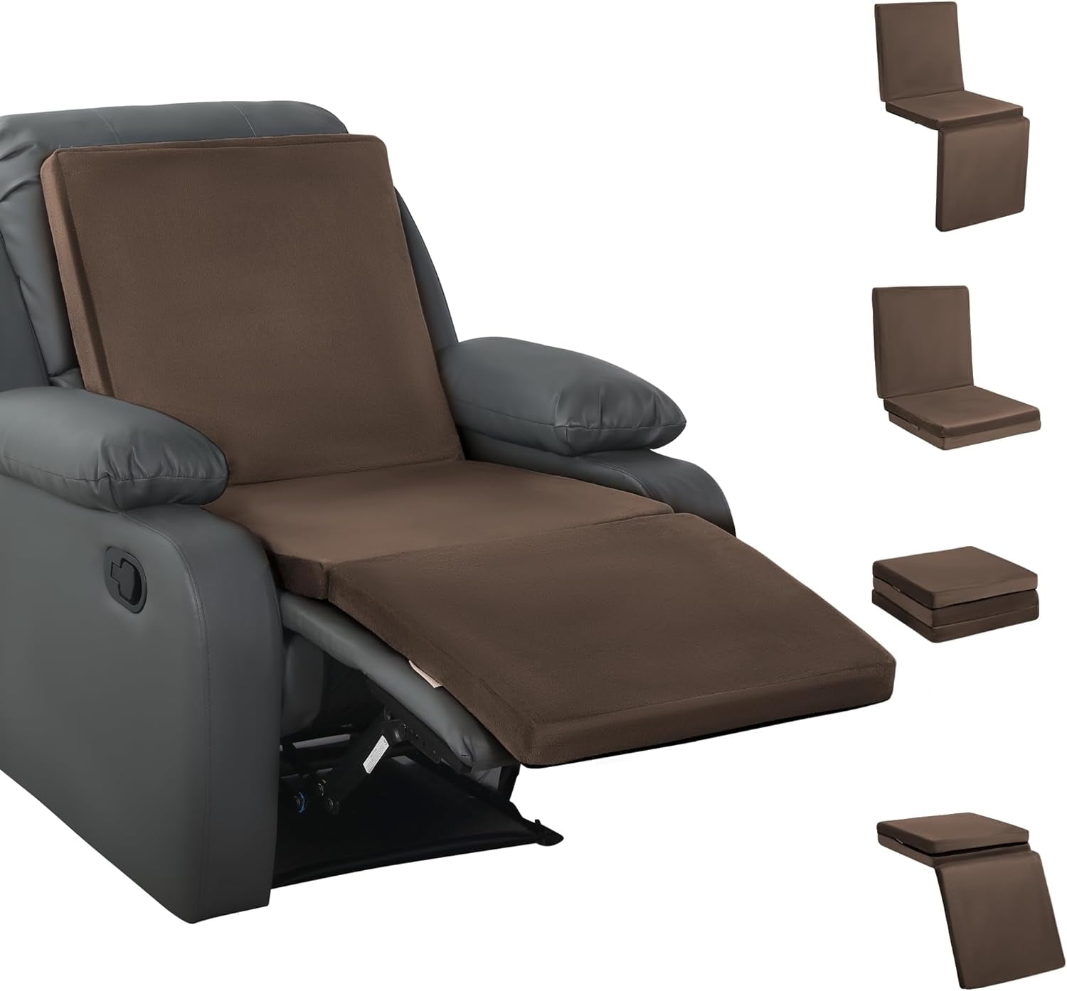3-in-1 Recliner Seat Cushion with Lumbar Support Pillow & Footrest ...