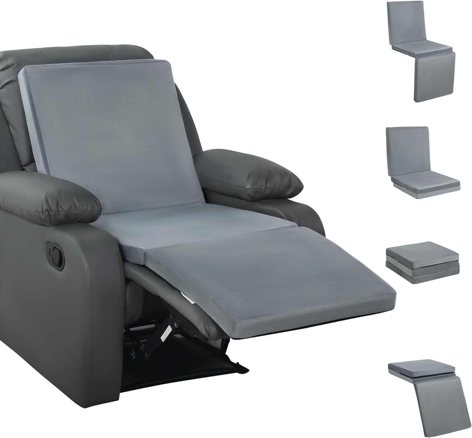 3-in-1 Recliner Seat Cushion with Lumbar Support Pillow & Footrest ...