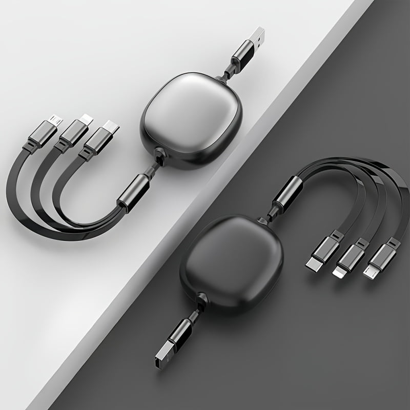 3-in-1 Retractable USB Charging Cable, 100W Fast Charging, Compatible ...