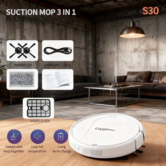 3-in-1 Robotic Vacuum Cleaner, 2000Pa Strong Suction, 150Min Runtime ...