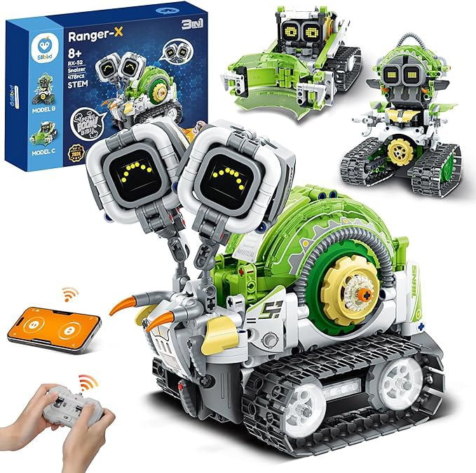 3-in-1 STEM Robot Toy Building Block Set, Programmable APP Remote Control Robot/Car Robot ...