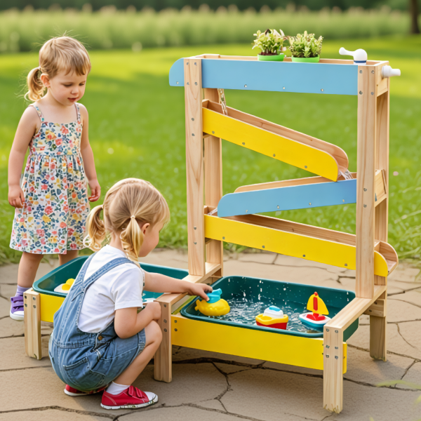 3-in-1 Sand and Water Table, Fir Wood Outdoor Sensory Activity Table ...