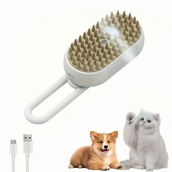 3-in-1 Self-Cleaning Pet Grooming Brush (Steam Spray) for Cats & Dogs ...
